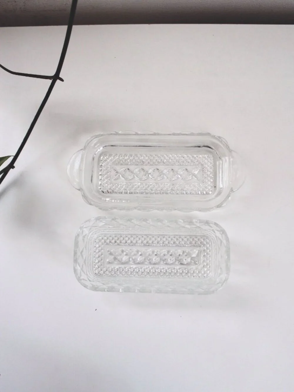 Dining | Vintage Anchor Hocking Wexford Glass Butter Dish Diamond ...